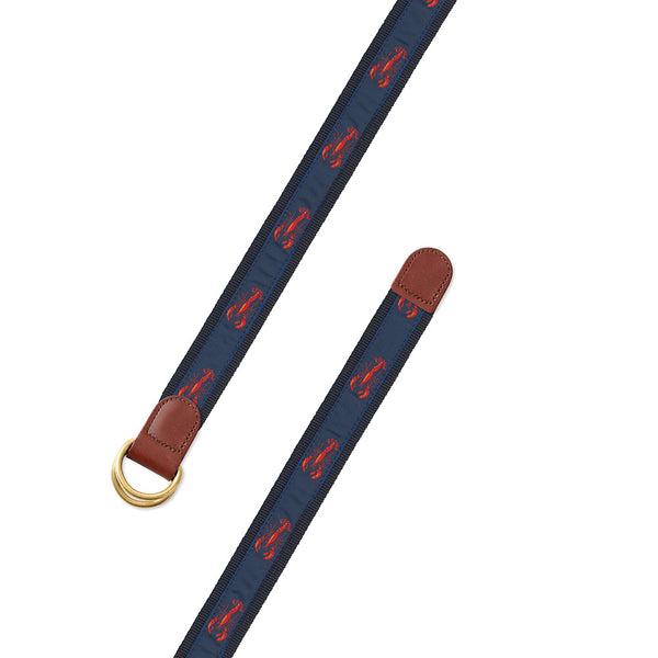 Navy Lobster Motif D-Ring Belt - Barrons-Hunter