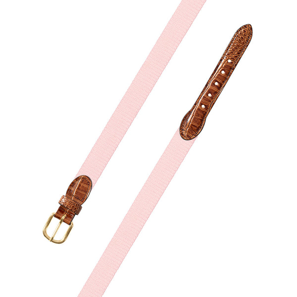 Pale Pink Surcingle Leather Tab Belt - Barrons-Hunter