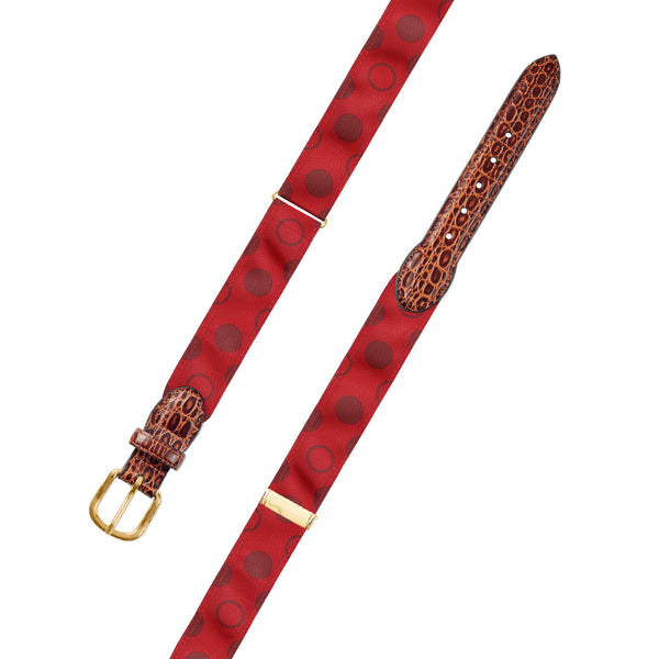 Adjustable Dots on Red Grosgrain Belt with Embossed Calf Tabs - Barrons ...